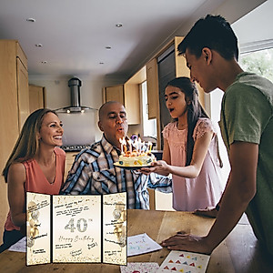 DARUNAXY Black Gold 40th Birthday Party Decorations, Happy 40th Birthday Alternative Signature Guest Book for Men Women 40 Years Old Table Sign Picture Frame Gift 40 Birthday Card Board Party Supplies