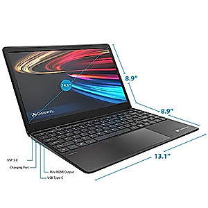 Gateway 14.1" FHD Ultra Slim Laptop Computer, Intel Celeron N3350 up to 2.4GHz, 4GB DDR4 RAM, 64GB eMMC, Office, Business or Education, HDMI, Webcam, Windows 10 S, BROAGE 64GB Flash Drive, Black