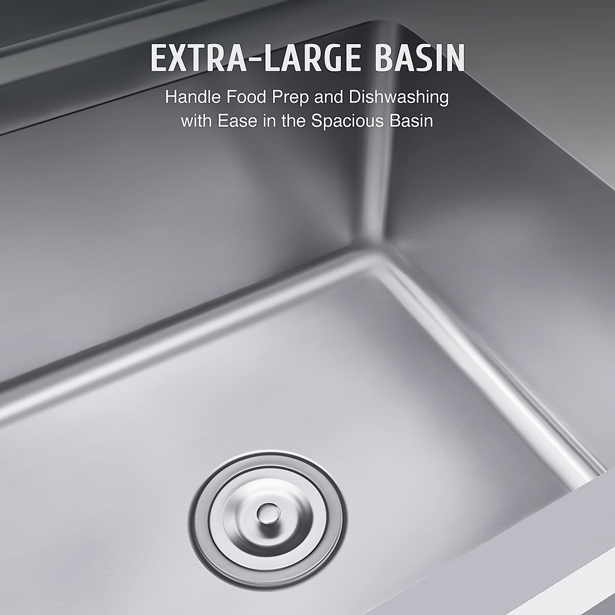 WILPREP Commercial Stainless Steel Sink, Free Standing Restaurant Sink, Kitchen Prep & Utility Sink for Home, Garage, Bar, Laundry Room (1 Compartment with Drainboard, 39" W x 17.7" D x 37.4" H)