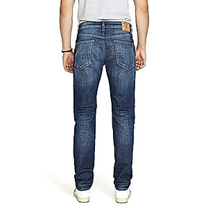 Buffalo David Bitton mens Buffalo David Bitton Ben Relaxed Tapered Denim Jeans, Dark Blue Sanded Indigo, 34W x 32L US