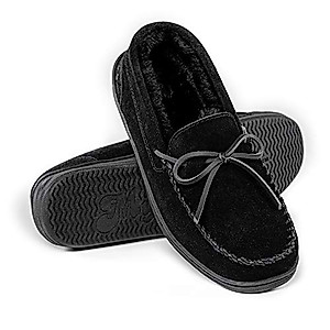 MySlipper Men's Size 11 Black Moccasin Slippers By:MyPillow