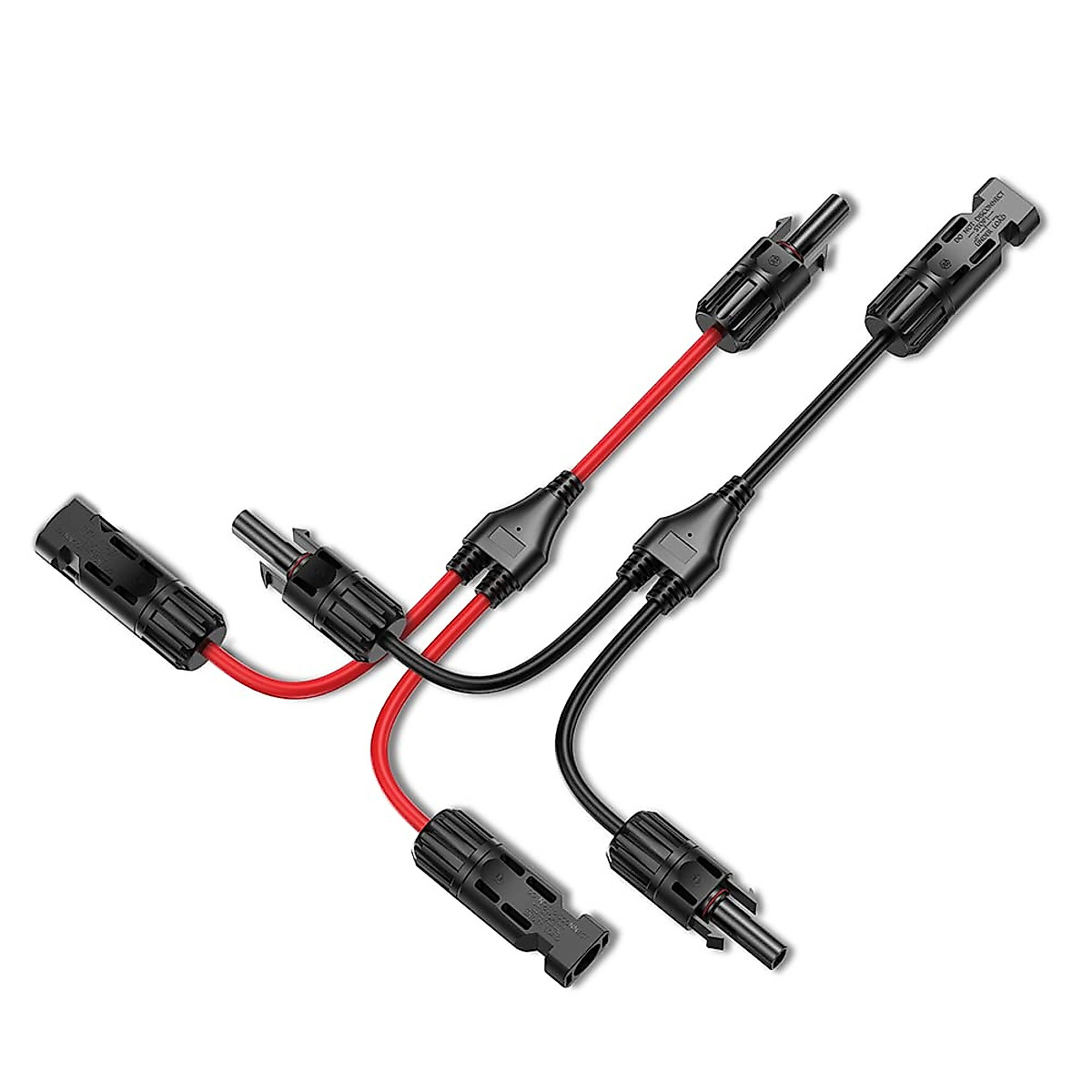 Bateria Power Solar Connectors 30A Y-Branch Cable, Solar Cable Parallel Adaptor Solar Panel Wire Connectors in Pair for Solar Panel (1*M/FF+1*F/MM)
