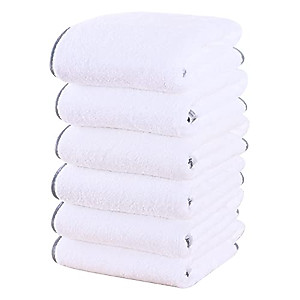 Cosy Family Ultra Soft Microfiber Absorbent Hand Towel Set of 6 - Silk Hemming Towels for Bathroom Clearance - Quick Drying - Perfect for Bath, Fitness, Gym, Shower, Hotel, and Spa - 16x28 Inch, White