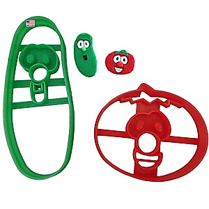 BOB AND LARRY COOKIE CUTTERS. Inspired By/Compatible With Veggie Tales-Themed Bob The Tomato and Larry The Cucumber Cookie Cutters (2 Pack)