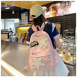 hunmui Y2k Backpack, Cute Kawaii Aesthetic Backpack for Women, Portable Daypacks for Travel (Pink)