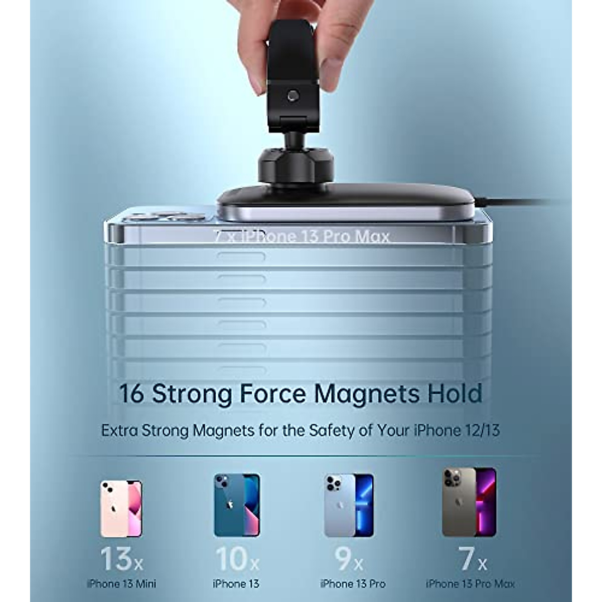 Magnetic Wireless Car Charger, 360°Adjustable Magnetic Air Vent Mount Compatible with MagSafe Car Charger, Compatible with iPhone 14/13/12 Pro Max Plus Mini(Caseless), Mag Safe Case(with Car Adapter)