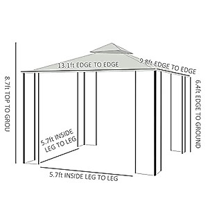 ADUH Outdoor 2-Tier Steel Frame Up Shade Gazebo Sun and Rain Protection Outdoor Garden Furniture
