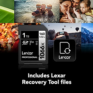 Lexar 1TB Professional 1066x SDXC Memory Card, UHS-I, C10, U3, V30, Full-HD & 4K Video, Up to 160MB/s Read, for DSLR and Mirrorless Cameras (LSD1066001T-BNNNU)