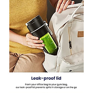 Elechelf Portable Blender for Shakes and Smoothies,Travel Blender USB Rechargeable,Cordless On the Go Blender,Personal Blender,Mini Blender,Small Blender ,Fast Fresh Juice Blender, Matte Black 12 oz 10 Blades