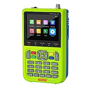 ICQUANZX V8 Satellite Finder Signal Meter Upgraded TV DVB-S2/S2X Receiver Sat Detector, HD 1080P Free to Air FTA 3.5" LCD Built-in 5000mAh Battery for Adjusting Sat Dish
