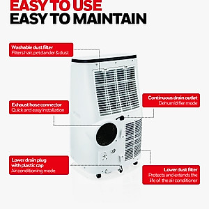 Honeywell 15,000 BTU Portable Air Conditioner with Dehumidifier & Fan Cools Rooms Up To 775 Sq. Ft. with Remote Control, HJ5CESWK0, White/Black