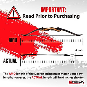 SAMICK SPORTS Dacron Bow String Replacement for Archery Recurve Traditional & Longbow Bows Bowstring - Sizes 12, 14, 16 Strands - Length Sizes 44-70 Inches