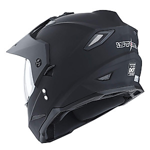 1Storm Dual Sport Motorcycle Motocross Off Road Full Face Helmet Dual Visor Matt Black, Size L