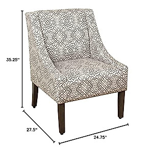 HomePop Modern Swoop Arm Accent Chair, Gray Geometric