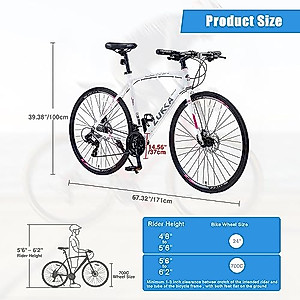 petolovty Hybrid Road Bikes for Men and Women, 700C/28 Inch Road Bikes, 24 Speed Commuter Bike with Sturdy Frame