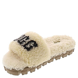 UGG Women's COZETTA Curly Graphic Slipper, Natural, 10