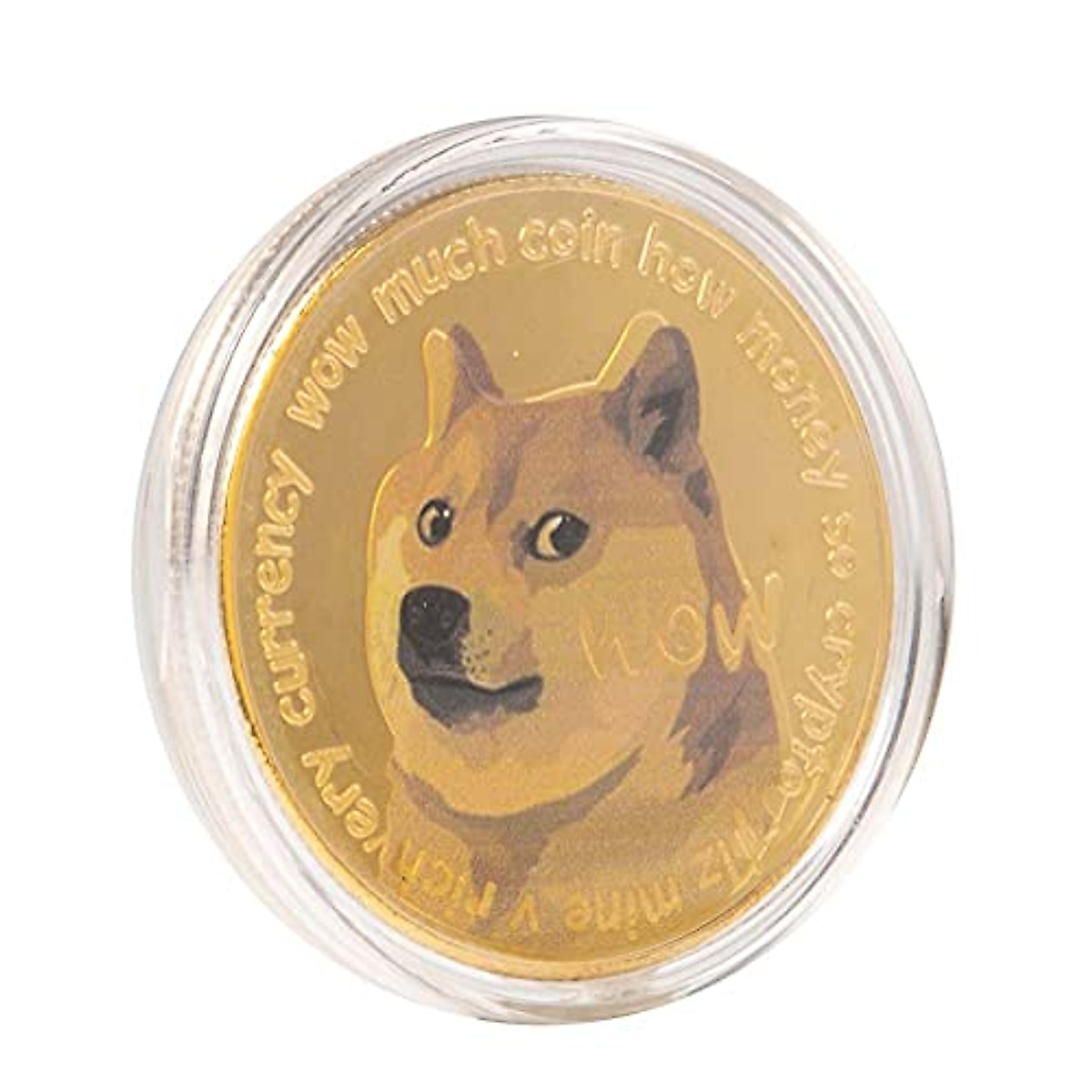 Gold Dogecoin Coin Doge Commemorative Coin Crypto Currency 2021 Limited Edition Collectible Coin with Display Case