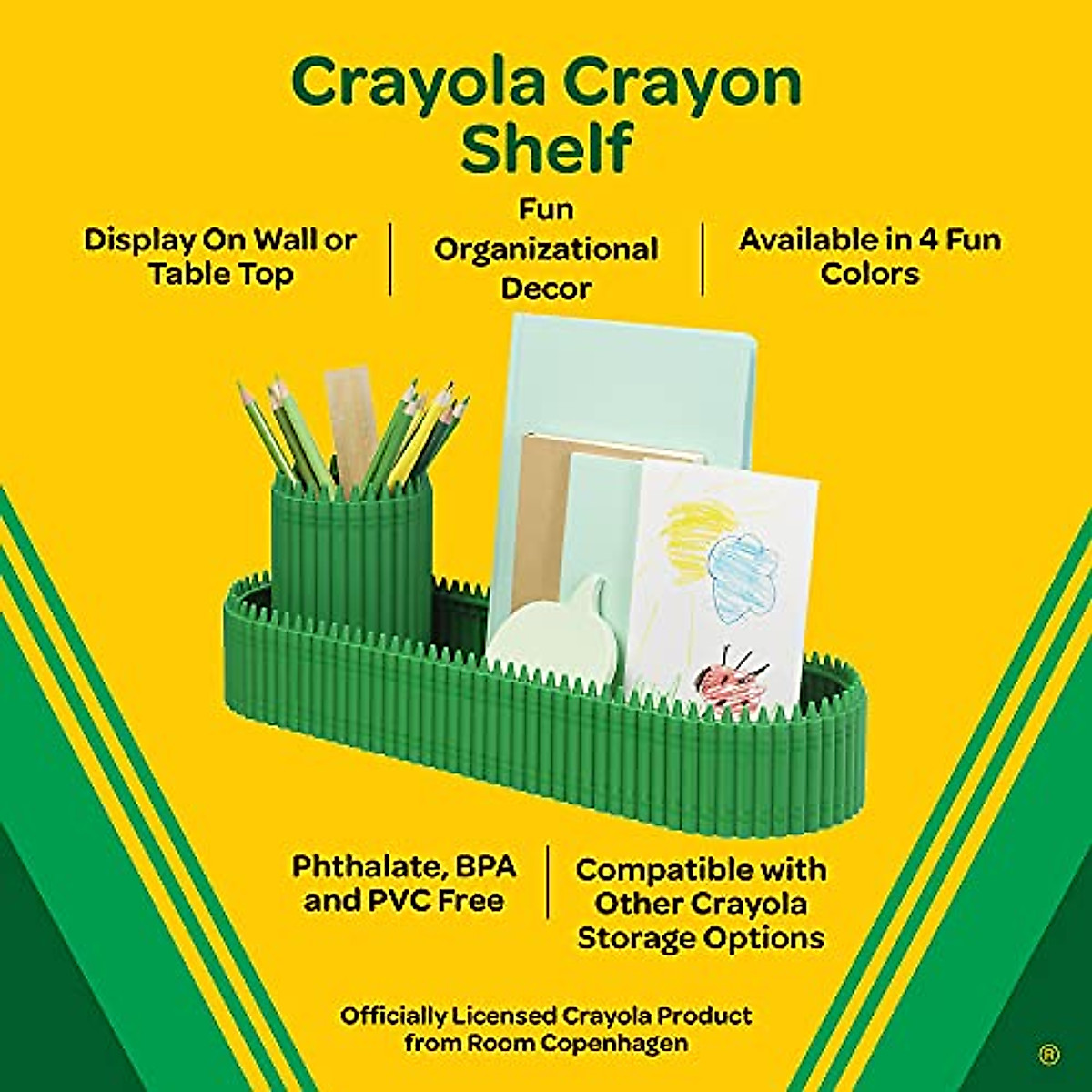 Room Copenhagen, Crayola Crayon Shelf – Wall Mounted or Tabletop Storage – Mountain Meadow