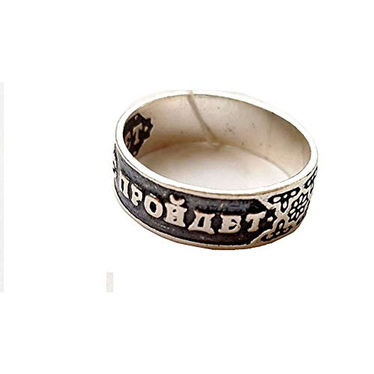 King Solomon's Sterling Silver Ring Russian 'Everything Passes. This Too Shall Pass. Все пройдет и это пройдет' 10301 (20 mm)