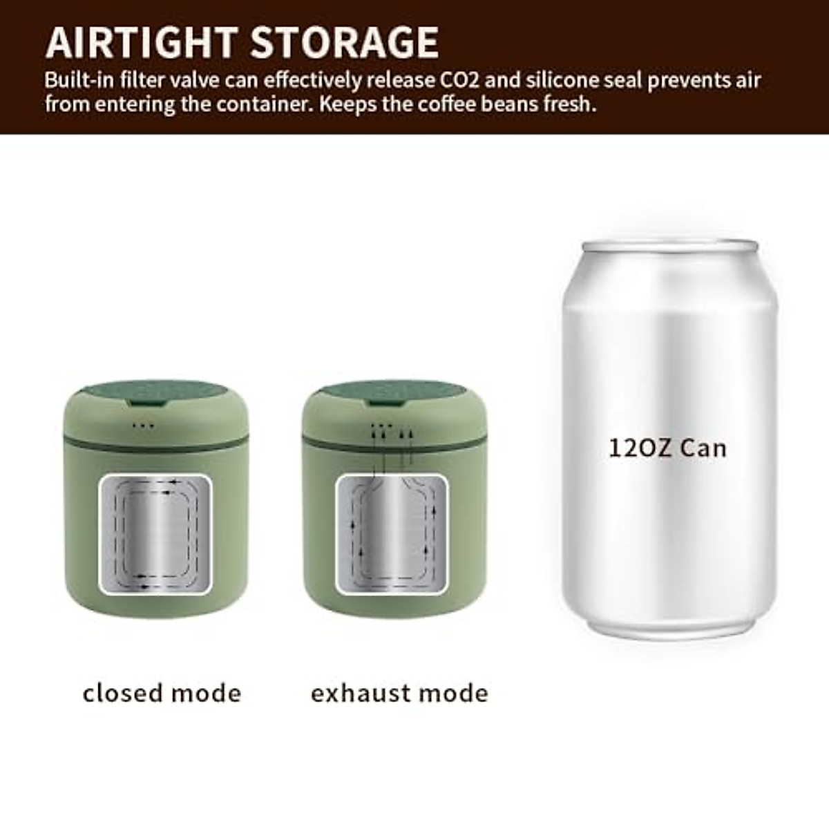 watchget Portable Mini Airtight Coffee Canister - 80ml Stainless Steel Coffee Bean Storage with CO2 Releasing Valves, Compact and Travel-Friendly Container for 30-35g Beans, Grounds, Green