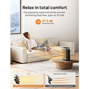 Dreo Space Heater with Motion Sensor, 2022 Upgraded 1500W Electric Heater with 70° Oscillating, Digital Thermostat, Remote Control, Motion Detection, Auto Turning On/Off, for Garage, Office, Indoor
