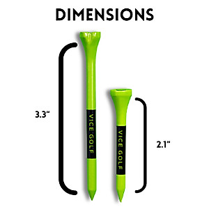 VICE Golf Tees | Neon Lime | 60 Driver Tees & 15 Short Tees