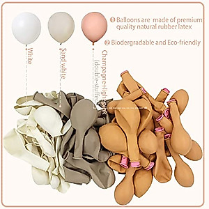 128Pcs Boho Sand White Nude Balloons Garland Arch Kit,Stand White Balloons Double-Stuffed Peach Balloons for Retro Boho Wedding Birthday Girls Baby Shower Garden Tea Party Background Decorations…