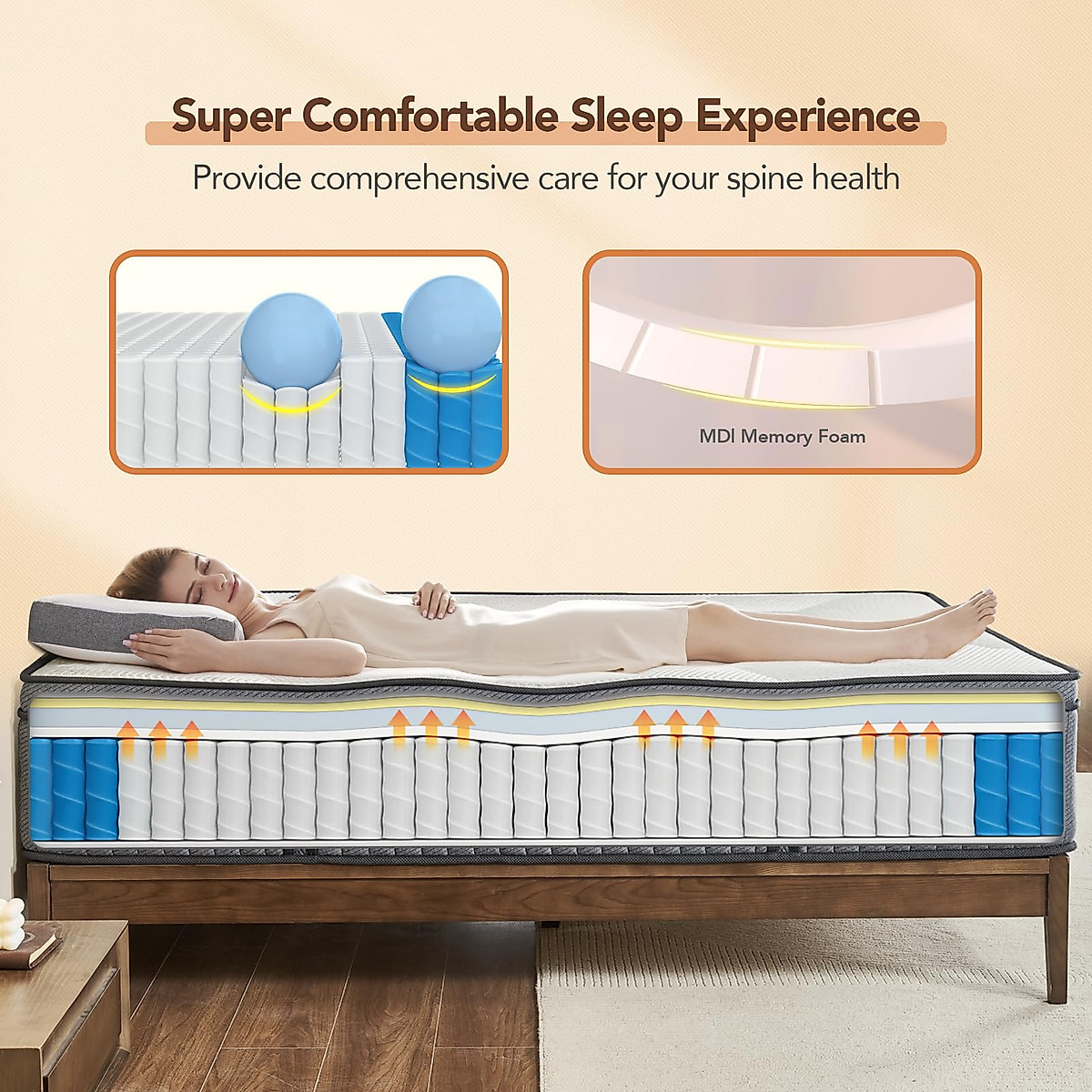 DIGLANT Twin XL Mattress, 14Inch Comfort Plush Memory Foam Hybrid Mattress with Individual Pocket Springs for Support & Pressure Relief, Twin XL Size Mattress in a Box, CertiPUR-US Certified, 39"*80"