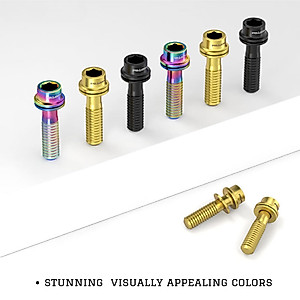 Pack of 6 pcs Titanium Bolts Screws for MTB Road Bicycle and Mountain Bike Stem, M5X18mm (Oil Slick)