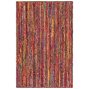 Safavieh Braided Collection Accent Rug - 4' x 6', Natural & Multi, Handmade Farmhouse Cotton, Ideal for High Traffic Areas in Entryway, Living Room, Bedroom (BRD262B)