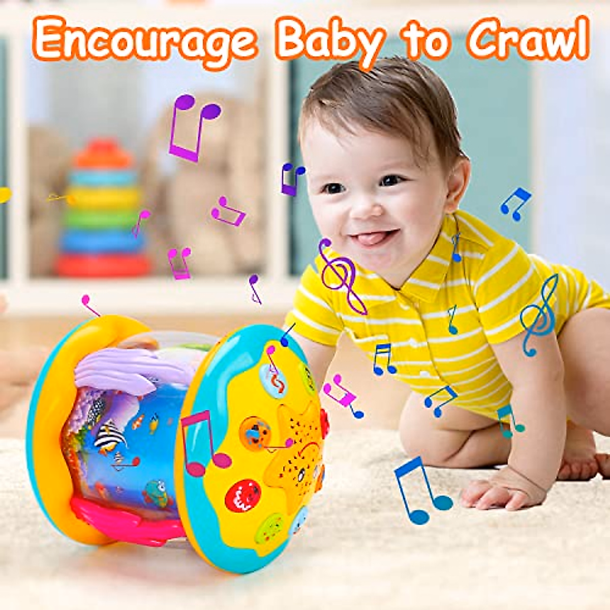 Baby Toys 6 to 12 Months 4 in 1 Musical Projector Rotating Tummy Time Learning Light Up Infant Baby Toys 0-3 3-6 9 12-18 Month Babies Toddlers 1 2 3 Year Old Boy Girl Kid Easter Gifts for Baby