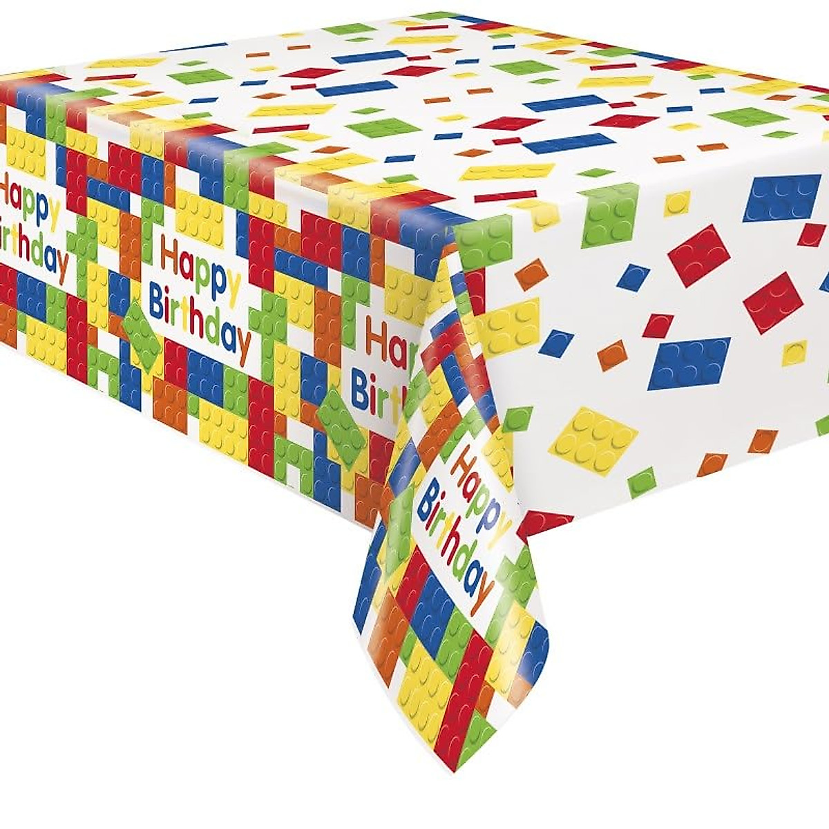 Building Blocks Birthday Plastic Tablecloth, 84" x 54"