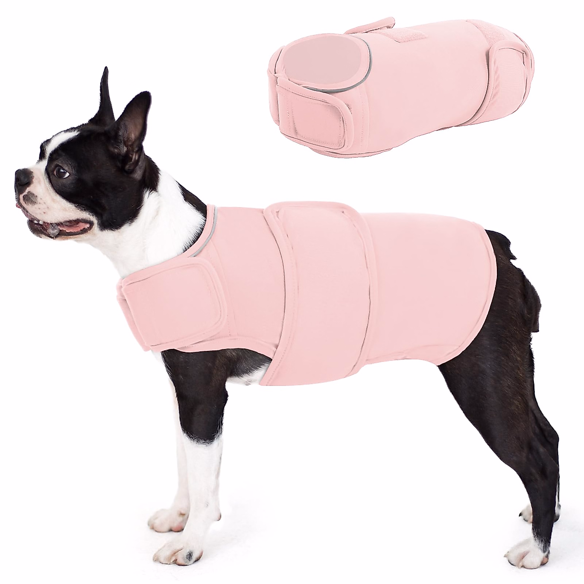 MIGOHI Dog Anxiety Vest, Adjustable Dog Calming Vest with Reflective Trims, Breathable Anti-Anxiety Shirt Dog Anxiety Relief Jacket Wrap, Dog Safety Vest for Thunderstorm Travel Fireworks Pink XS