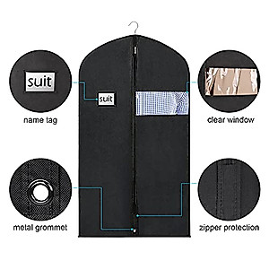 Zilink Garment Bag Suit Bags for Storage and Travel 43"/50" Suit Cover for Closet with ID Card Holder for Suit T-Shirt Coat Jacket Dresses (Set of 5)