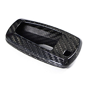 iJDMTOY, Compatible with Ford 2018-up Mustang F150 F250 Explorer Expedition 4-Button Keyless Smart Key Real/Genuine Gloss Black Carbon Fiber Key Fob Shell Cover