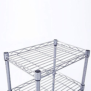 4-Wire Shelving Silver Gray Metal Storage Rack Height Adjustable Shelves, Heavy Duty Commercial Grade Steel Utility Layer Shelf Rack Organizer for Restaurant, Pantry, Kitchen Garage, 13.8"x9.8"x31.5"