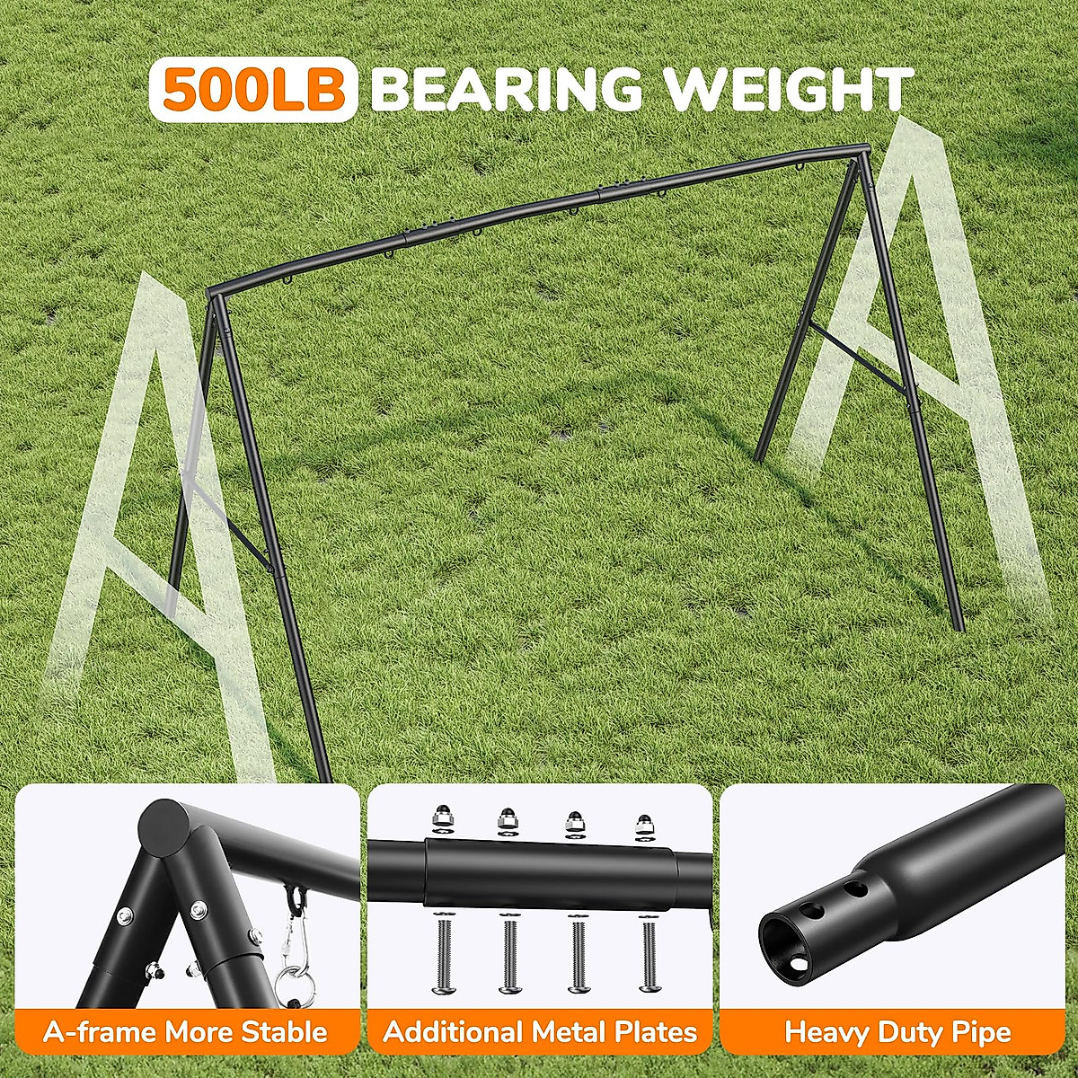 Hapfan 500lb Heavy Duty Swing Set for Backyard with Saucer Swing, 2 Belt Swings