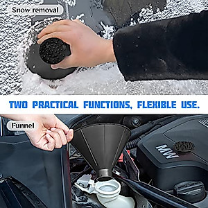 8sanlione 2PCS Magical Ice Scrapers, Funnel Snow Scrape for Car Windshield, Round Frost Removal Cleaning Tool, Winter Automotive Exterior Accessories, Universal for Bus, Truck, SUV, Van (Black)