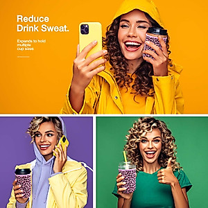 Iced Coffee Cup Sleeve for Large Sized Cups, Reusable Neoprene Iced Coffee Cup Holder for Hot Cold Drinks, Compatible with Starbucks, Dunkin Donuts, and More (Pink Leopard)