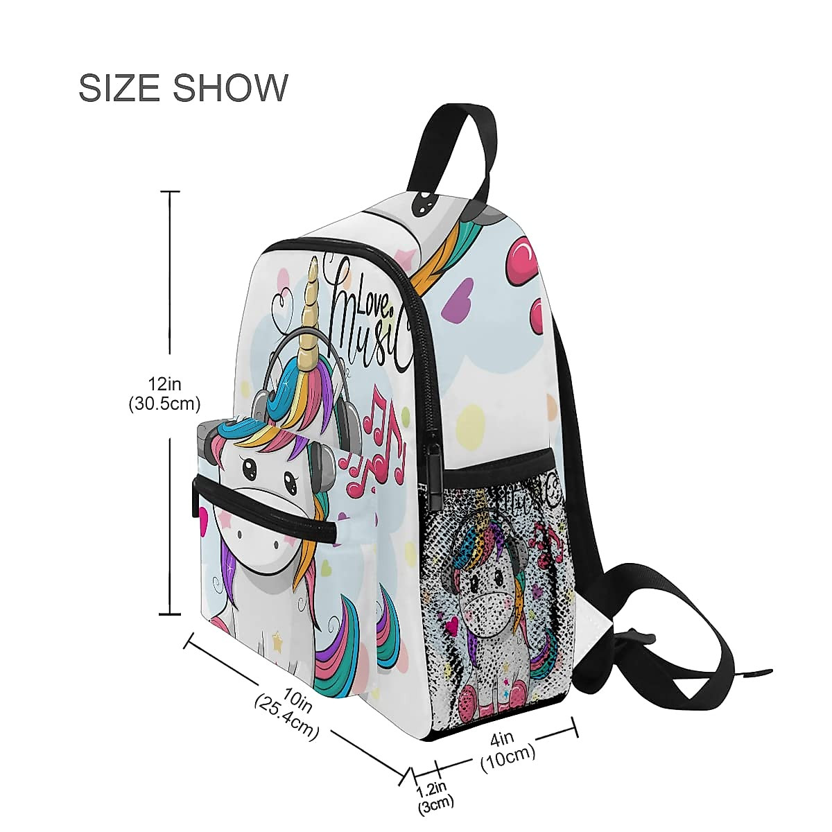 Cute Kid's Toddler Backpack Unicorn Schoolbag for Boys Girls,Kindergarten Children Bag Preschool Nursery Travel Bag with Chest Clip(Music Floral Unicorn)