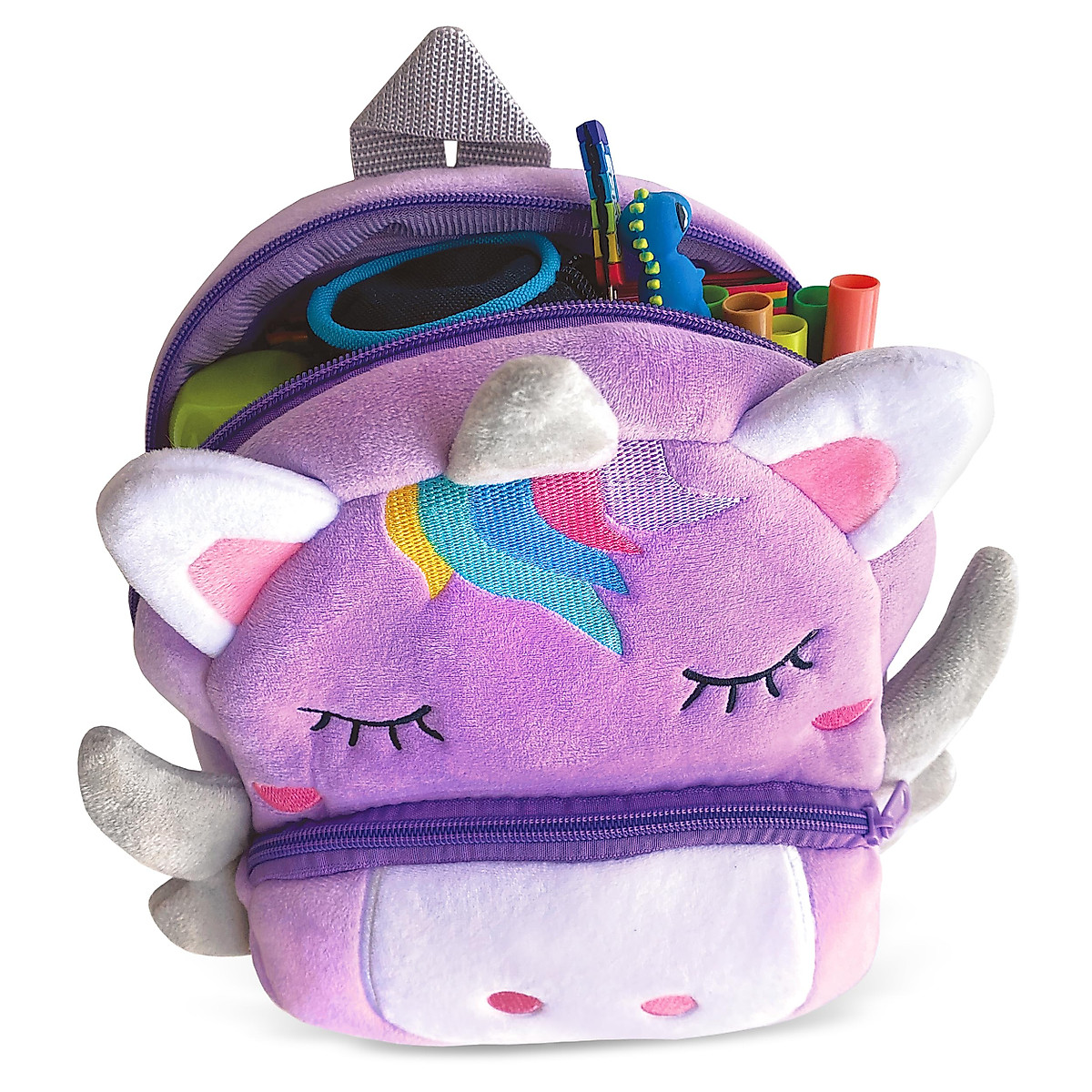 Svitbag Toddler Animal Cartoon Small Mini Backpack with Adjustable Straps for Boys and Girls - Travel Carrier for Toys, Crafts, Essentials - Unique Birthday Gift for 1-5-year-old (Unicorn)