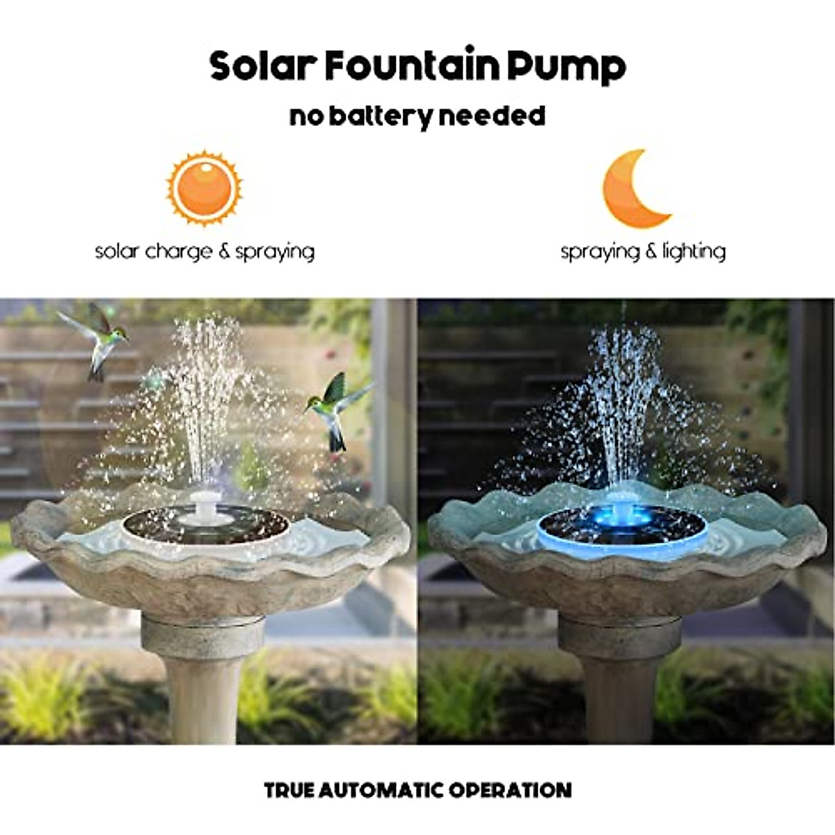 Solar Fountain with Lights for Gardens & Ponds - Eco-Friendly Water Feature