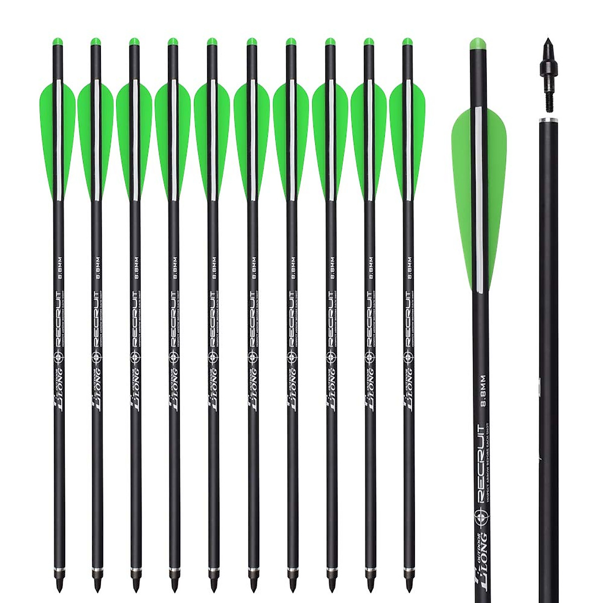 Crossbow Bolts Carbon Arrows 20 Inch Hunting Archery Bio Crossbow Arrows with Moon Nocks 100 Grain Removable Tips (Pack of 12)
