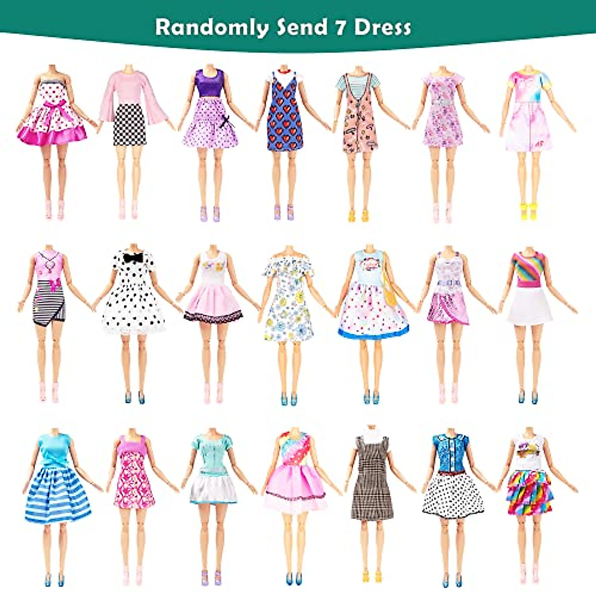 Doll Clothes and Accessories 2023 - 20 Fashion Cute in Set for Dolls, 10 Sets Fashion Outfit Include 5 Dresses, 5 Top 5 Pants and 10 Different Stylish Shoes