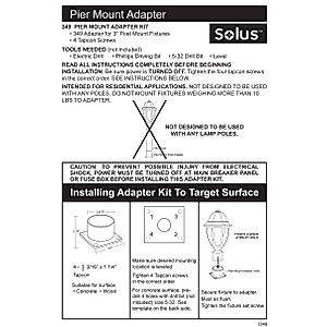 Solus S349-BK Black Pier Mount Adapter for 3" Post Lighting Fixtures