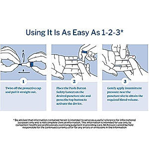 McKesson Safety Lancets, Sterile, Push-Button, 23 Gauge Needle, 1.8 mm, 100 Count, 1 Pack