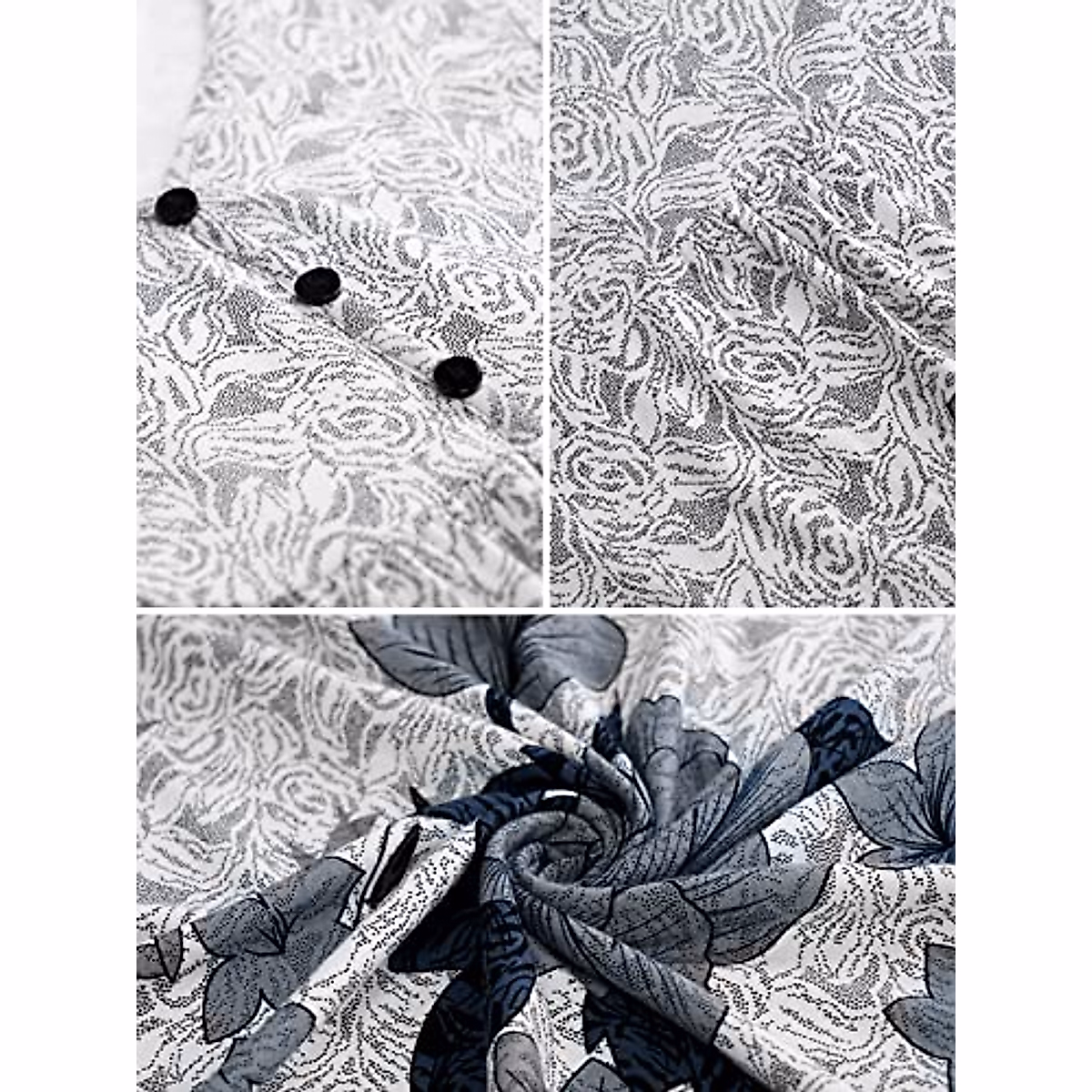 BAISHENGGT Women's V Neck Short Sleeve Buttons Pleated Flared Tunic Tops Grey - Peony XXL