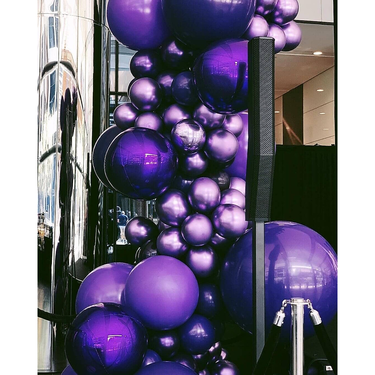 6 Pack Purple 22 Inch 4D Foil Balloons Big 360 Degree Round Sephere Mylar Balloons Mirror Finish Metallic Balloons for Wedding,Birthday,Bachelorette,Baby Shower Decorations Party Supplies