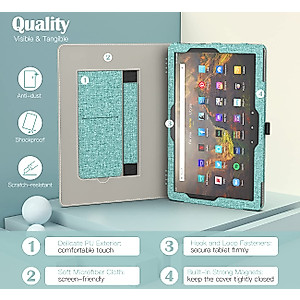 TiMOVO Case for All-New Kindle Fire HD 10 & Fire HD 10 Plus Tablet (10.1", 11th Generation, 2021 Release), Vertical Horizontal Stand Cover with Auto Wake/Sleep, Card Slot, Hand Strap, Green