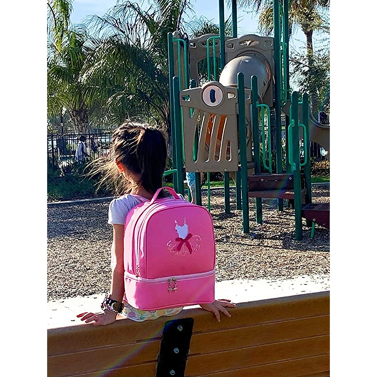 Ballet dance backpack for little girls ballerina tutu pink bag with free hair net for dance Toddler dance bag gymnastics Latin dance yoga tap dance jazz separate compartment for shoes